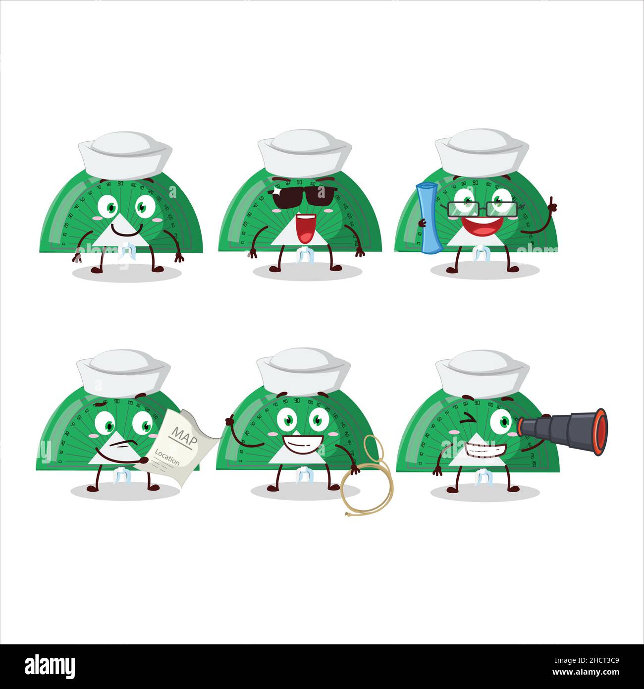 A character image design of green arc ruler as a ship captain with ...