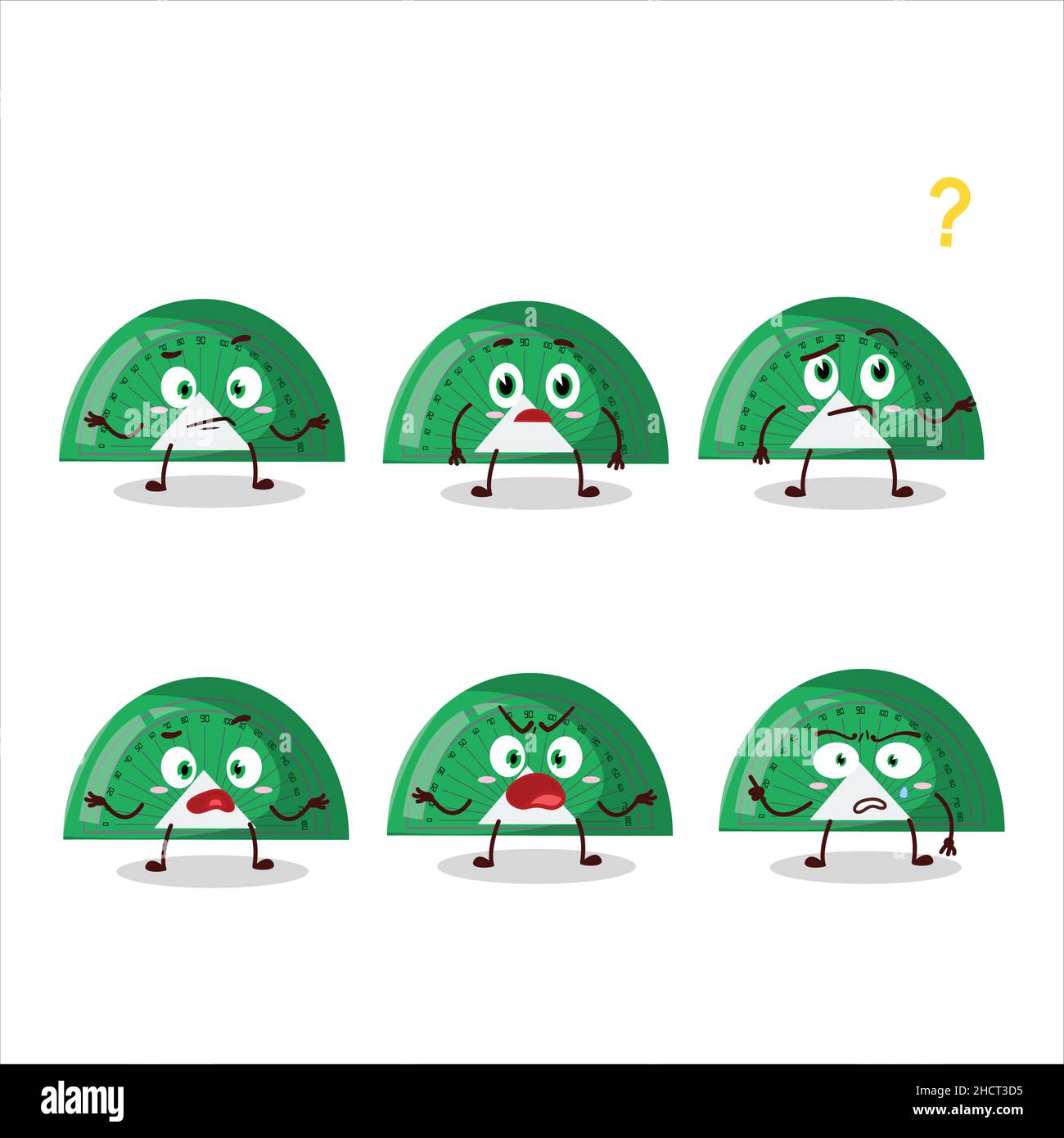 Cartoon character of green arc ruler with what expression. Vector ...