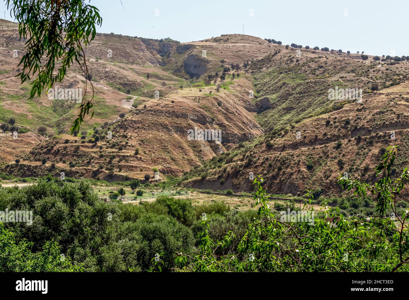 Small village of Pentedattilo, church and ruins of the abandoned ...