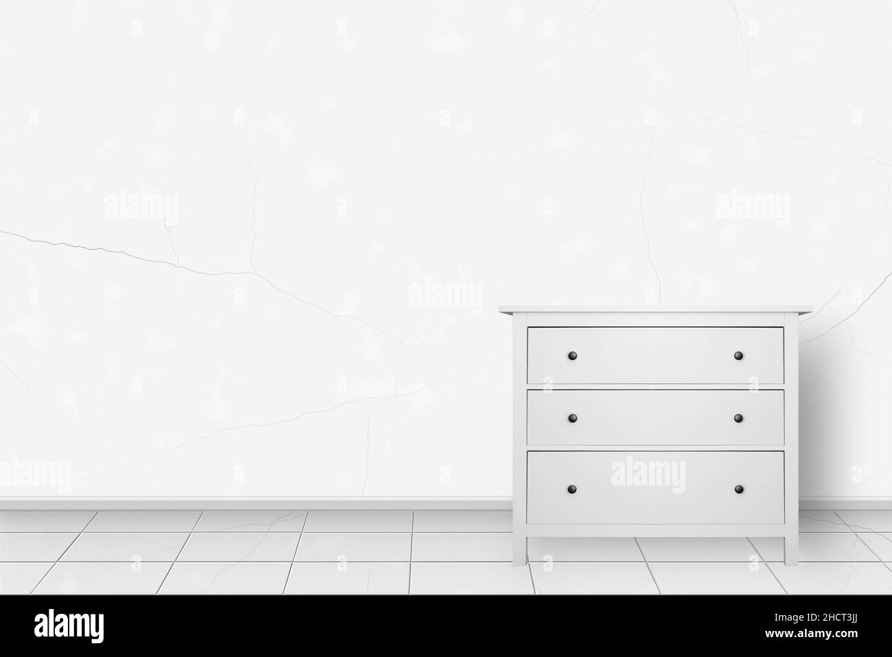 Home furniture of interior - Front view Modern white commode of white ...