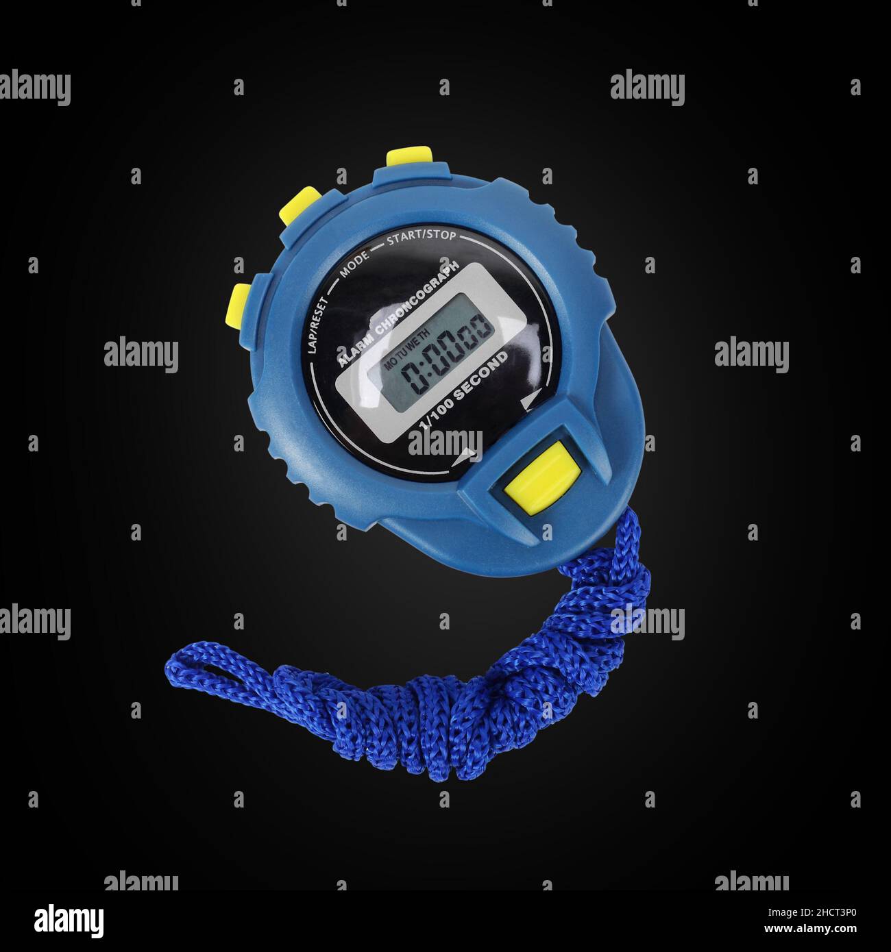 Sports equipment - Blue Digital electronic Stopwatch on a black ...