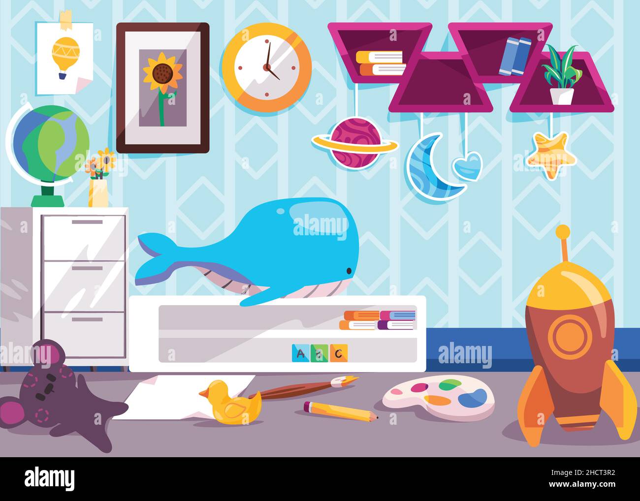 Kids painting in book Stock Vector Images - Alamy