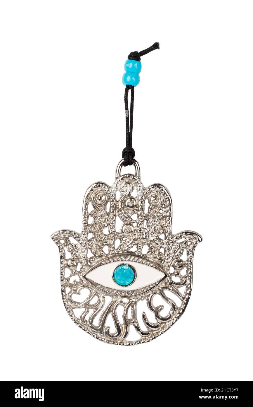 Metal hamsa for blessing isolated on white background Stock Photo - Alamy