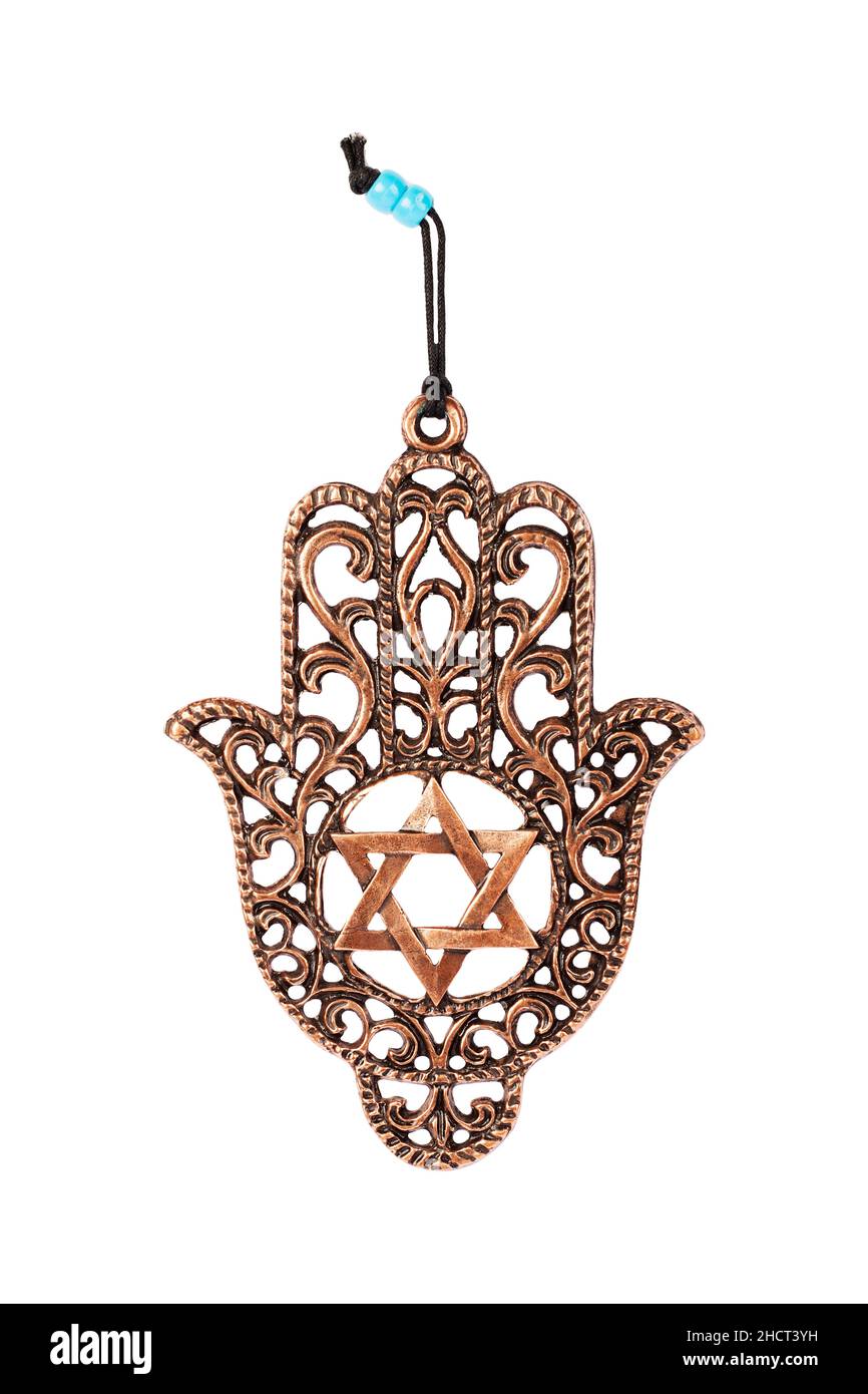 Metal hamsa for blessing isolated on white background Stock Photo - Alamy