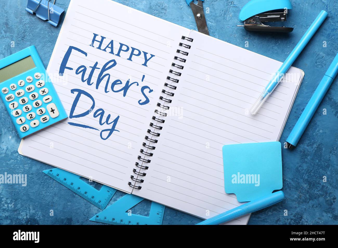 Beautiful greeting card for Father's Day with notebook and stationery ...