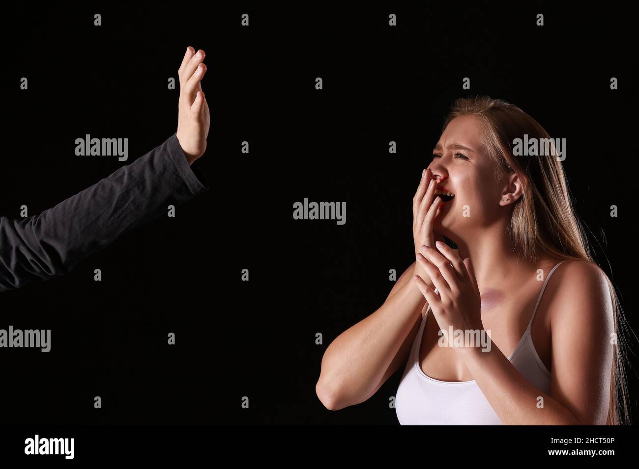 Husband or boyfriend beating helpless scared hi-res stock photography ...