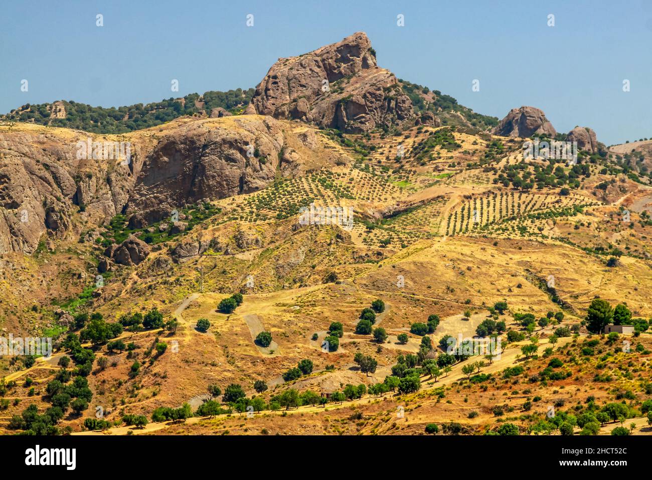 Small village of Pentedattilo, church and ruins of the abandoned ...