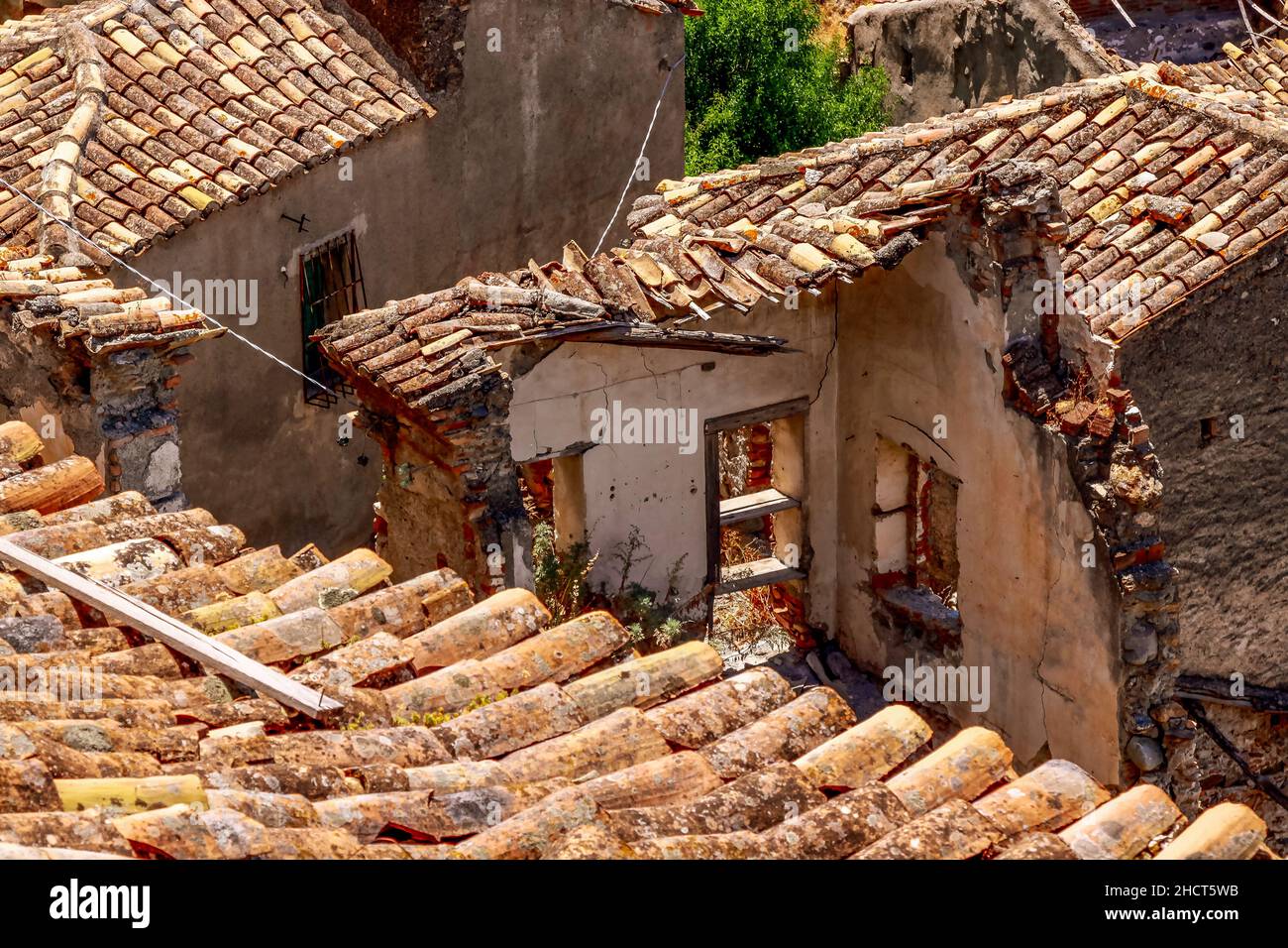 Small village of Pentedattilo, church and ruins of the abandoned ...
