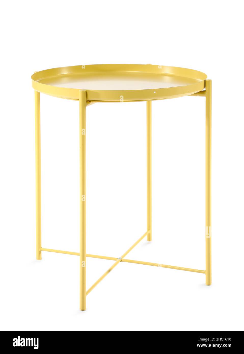 Yellow coffee table on white background Stock Photo - Alamy