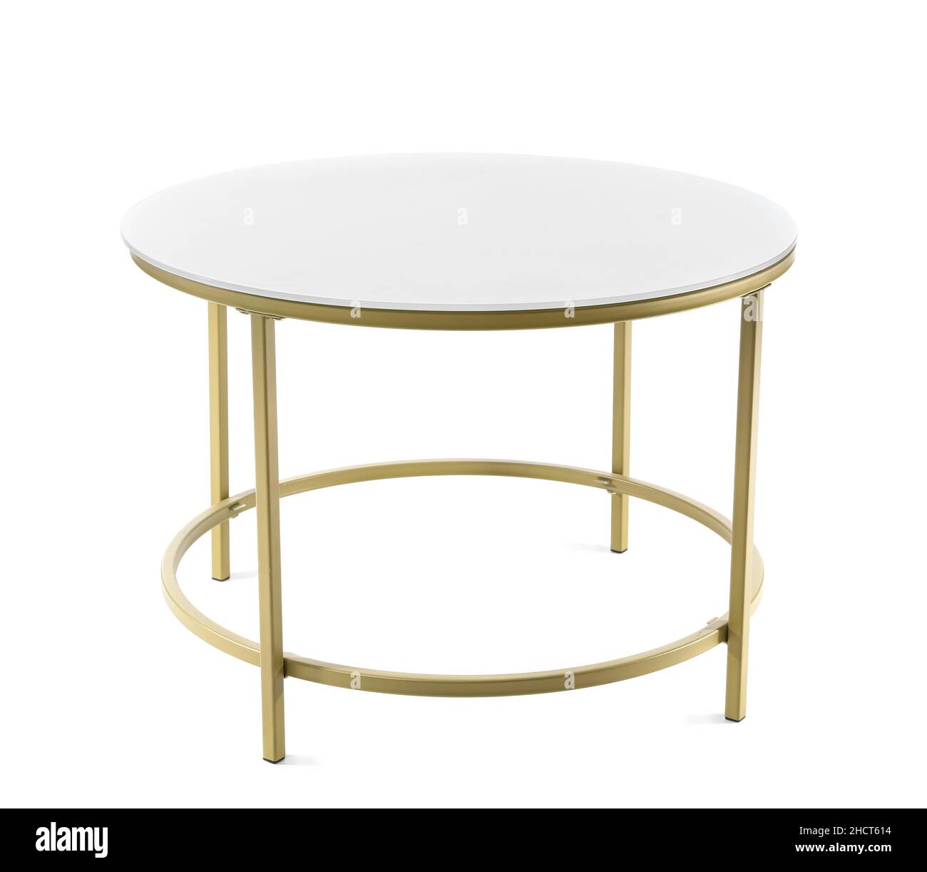 Golden coffee table on white background Stock Photo - Alamy