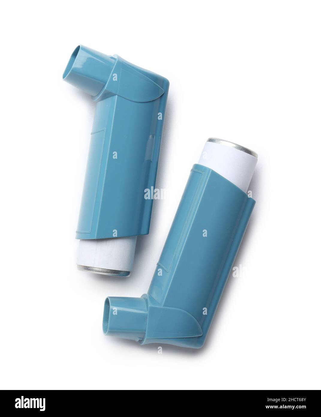 Modern asthma inhalers isolated on white background Stock Photo - Alamy