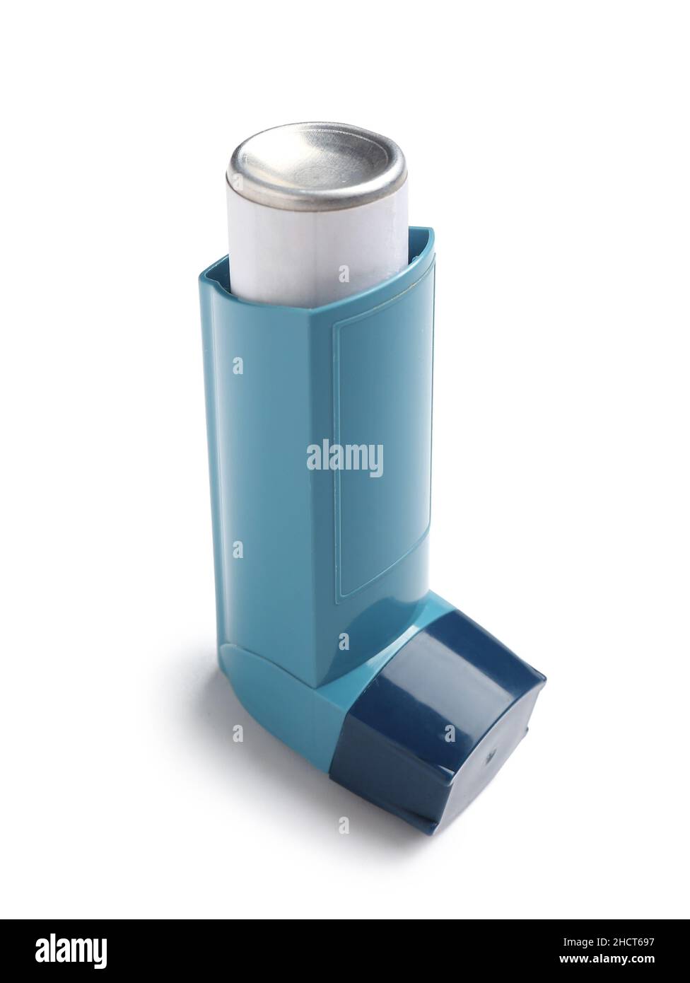 Asthma inhaler on white background Stock Photo - Alamy