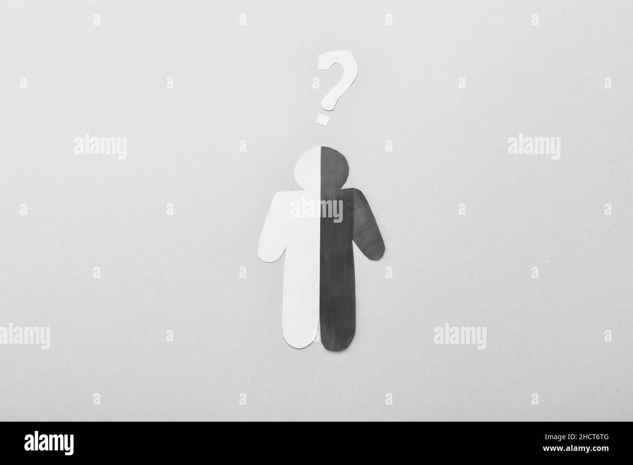 Paper human figure with question mark on grey background Stock Photo ...