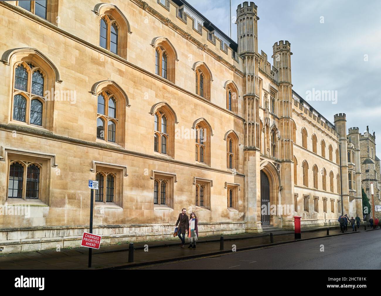 Facade of Corpus Christi college, university of Cambridge, England ...