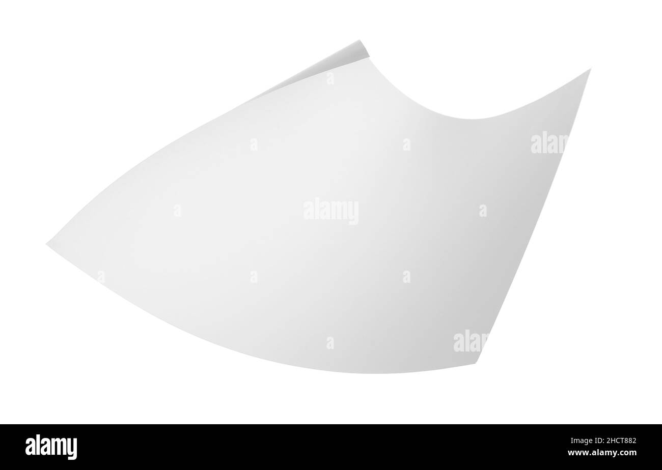 Blank flying paper sheet on white background Stock Photo - Alamy