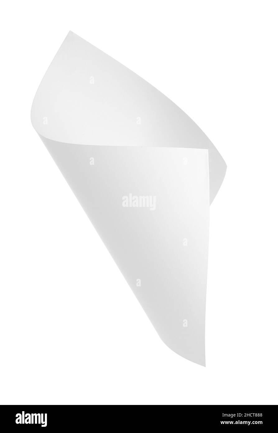 Blank flying paper sheet on white background Stock Photo - Alamy