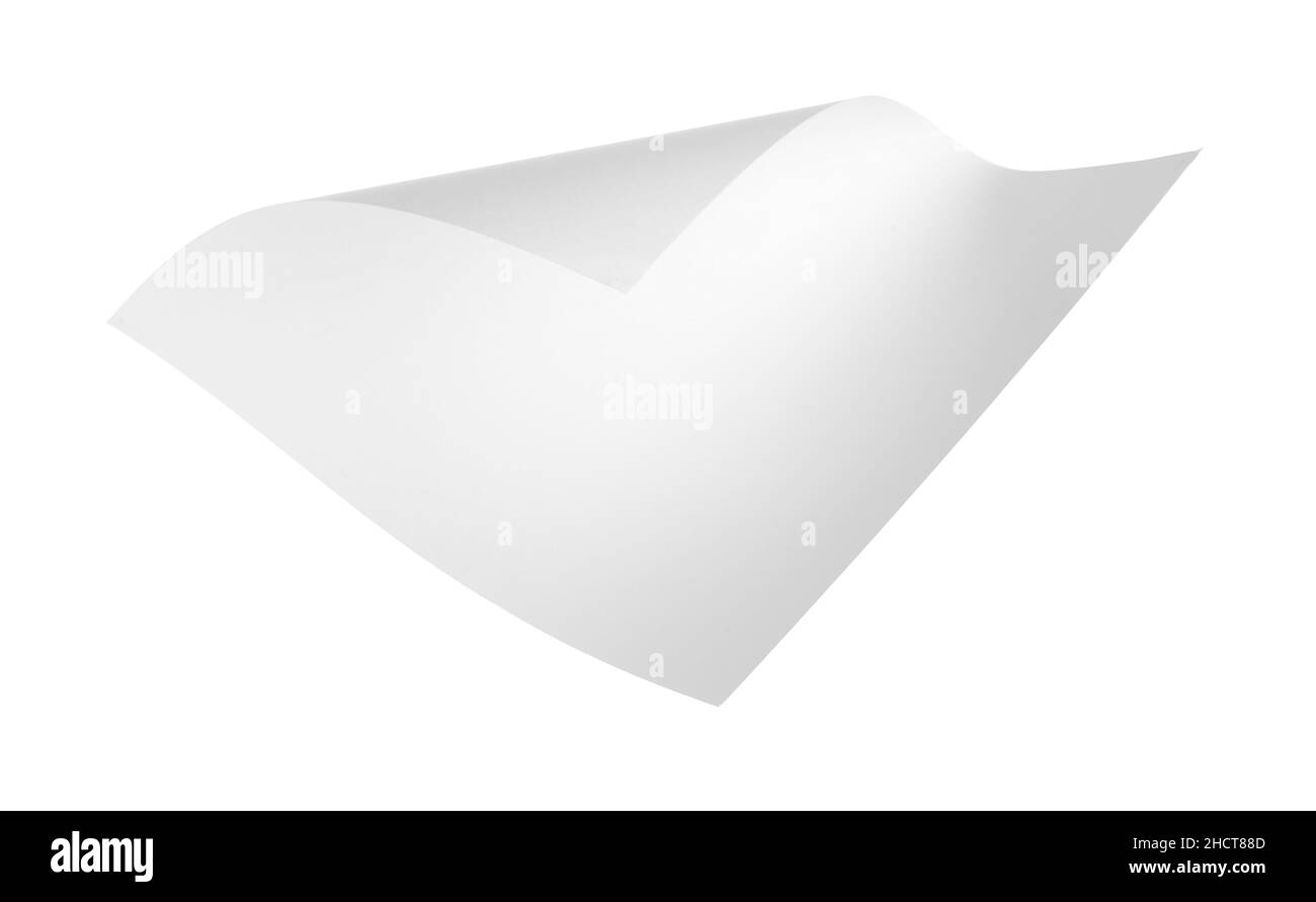 Blank flying paper sheet on white background Stock Photo - Alamy