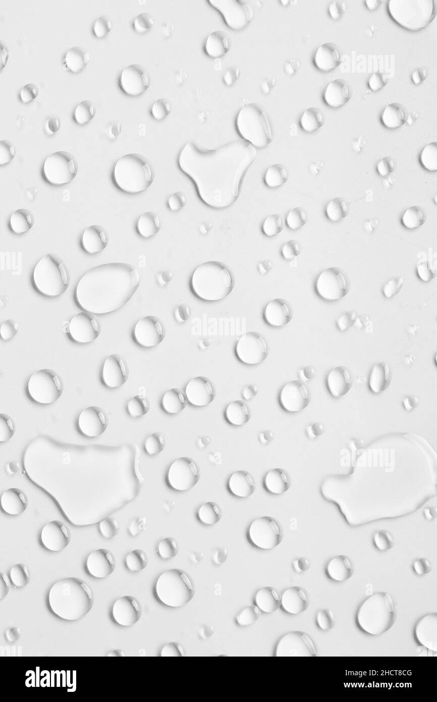 Drops of water on white background Stock Photo - Alamy