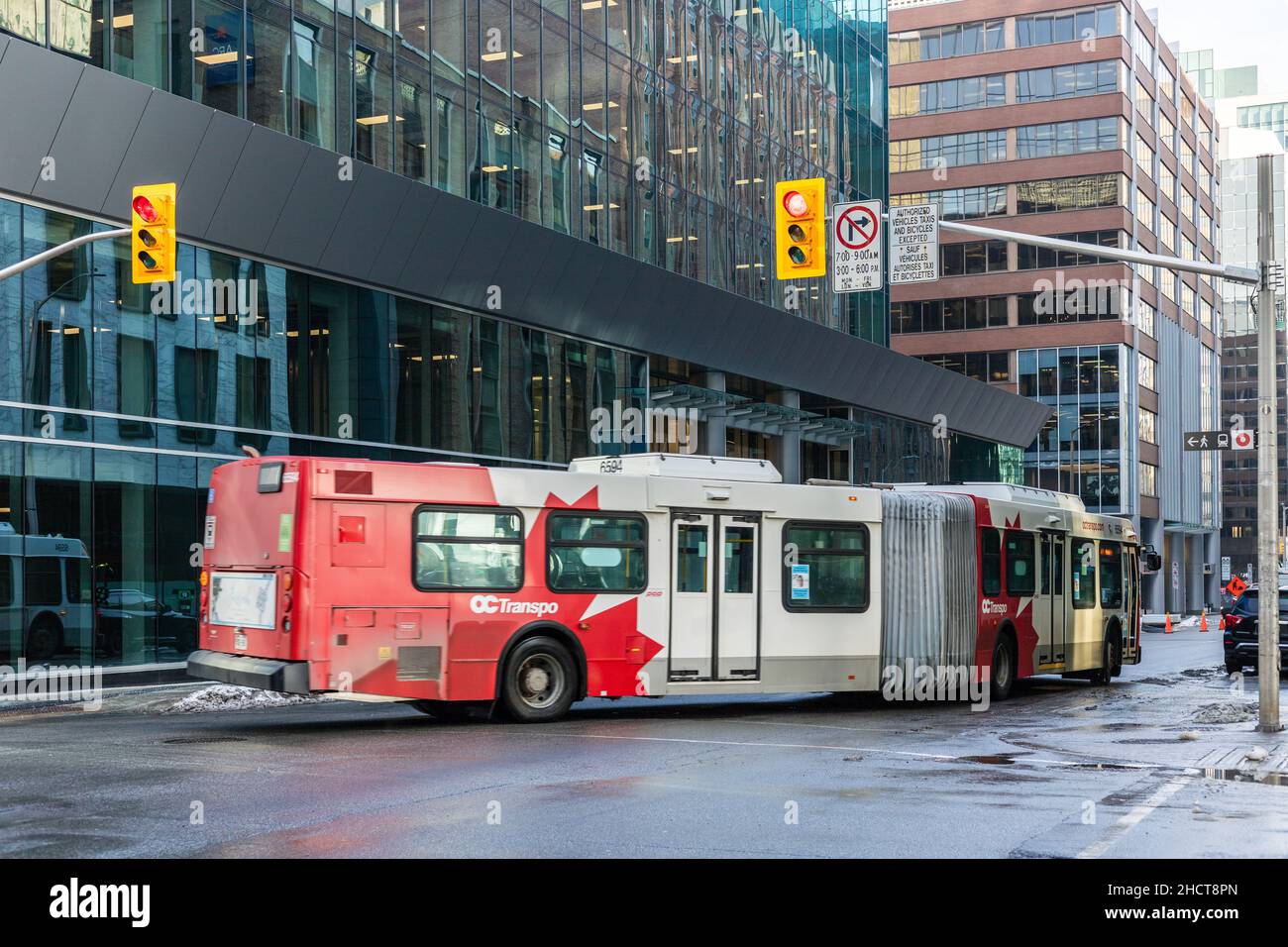 Ottawa, Canada - December 16, 2021: Public bus in downtown street of ...
