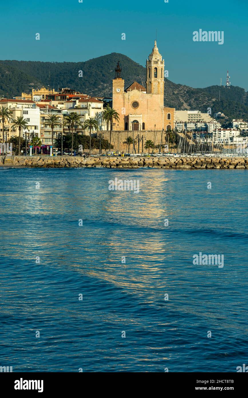 PLATJA DE LA BASSA RODONA WATERFRONT SANT BARTOMEU I SANTA TECLA CHURCH ...