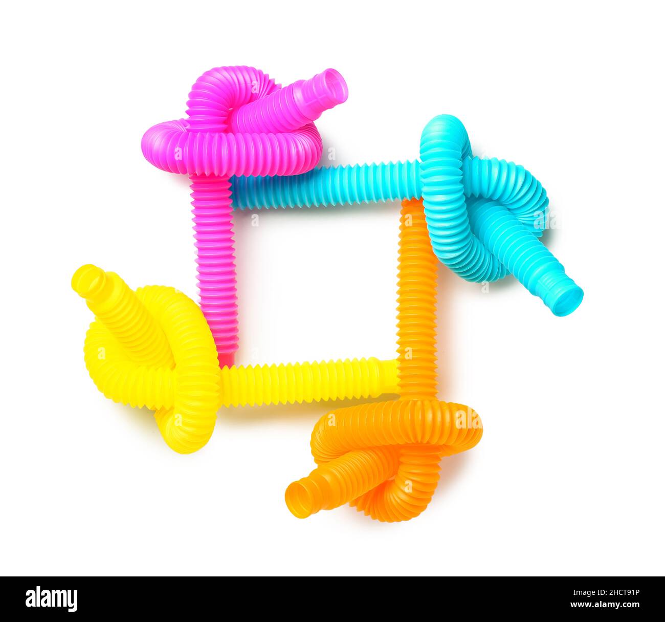 Frame made of different colorful Pop Tubes on white background Stock ...