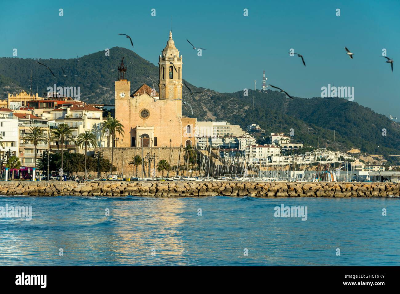 PLATJA DE LA BASSA RODONA WATERFRONT SANT BARTOMEU I SANTA TECLA CHURCH ...