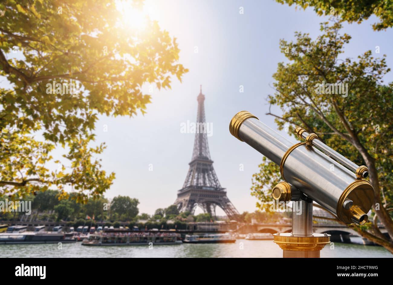 Eiffel tower with Telescope, Paris. France Stock Photo - Alamy