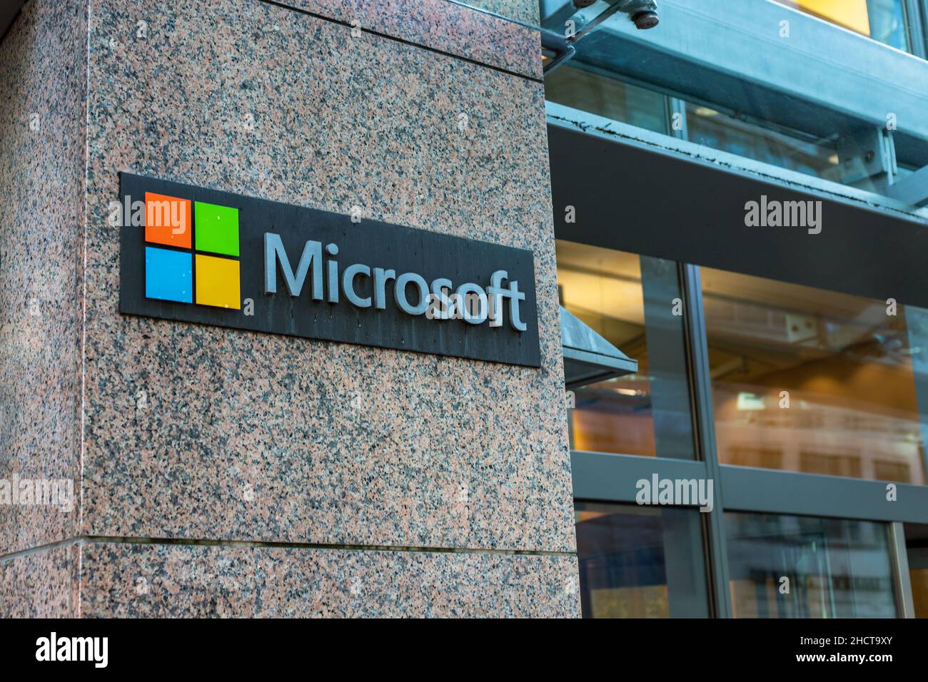 Ottawa, Canada - December 16, 2021: Microsoft logo on building in ...