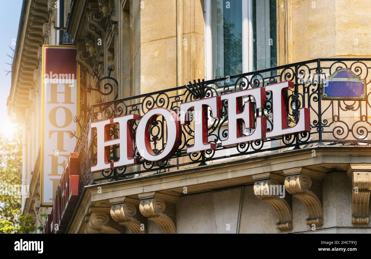 beautiful old hotel sign Stock Photo - Alamy