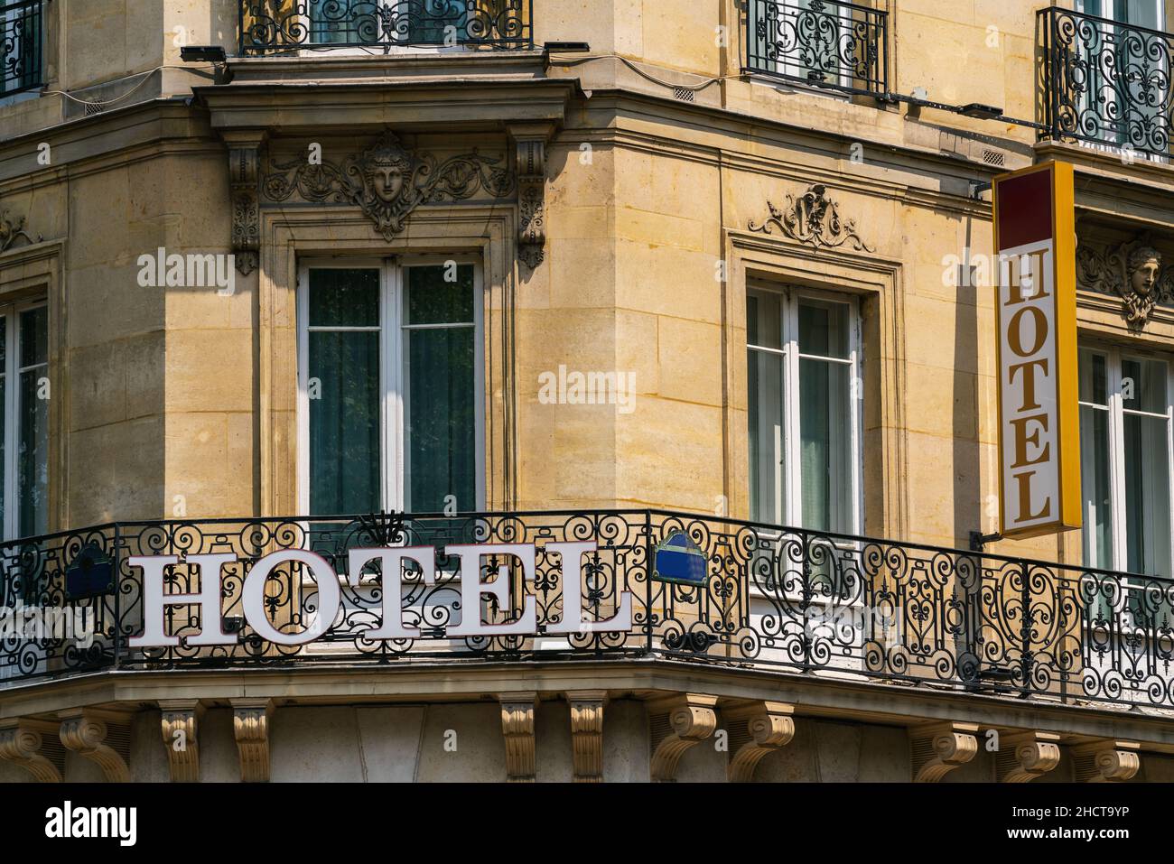 beautiful old hotel sign in paris Stock Photo - Alamy