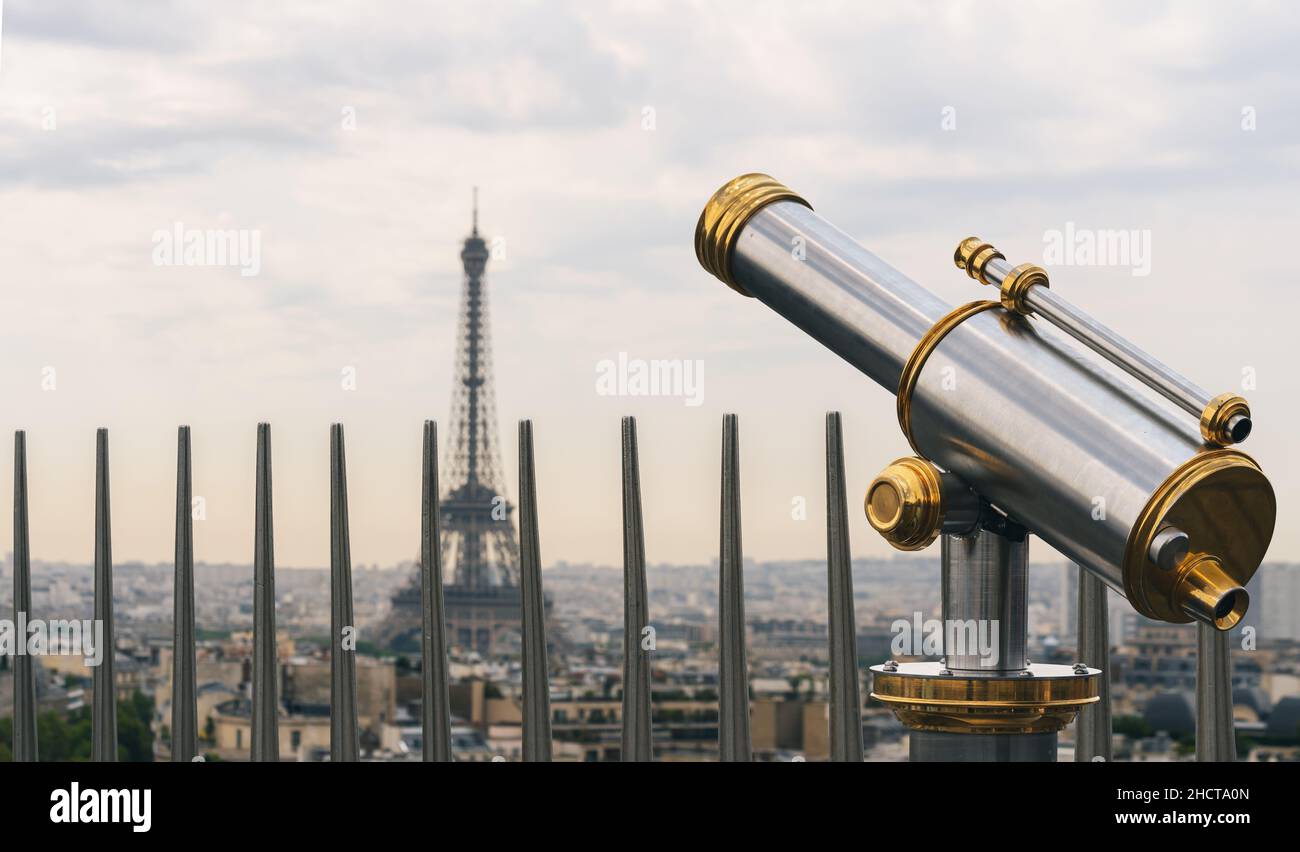 Eiffel tower view with Telescope, Paris. France Stock Photo - Alamy