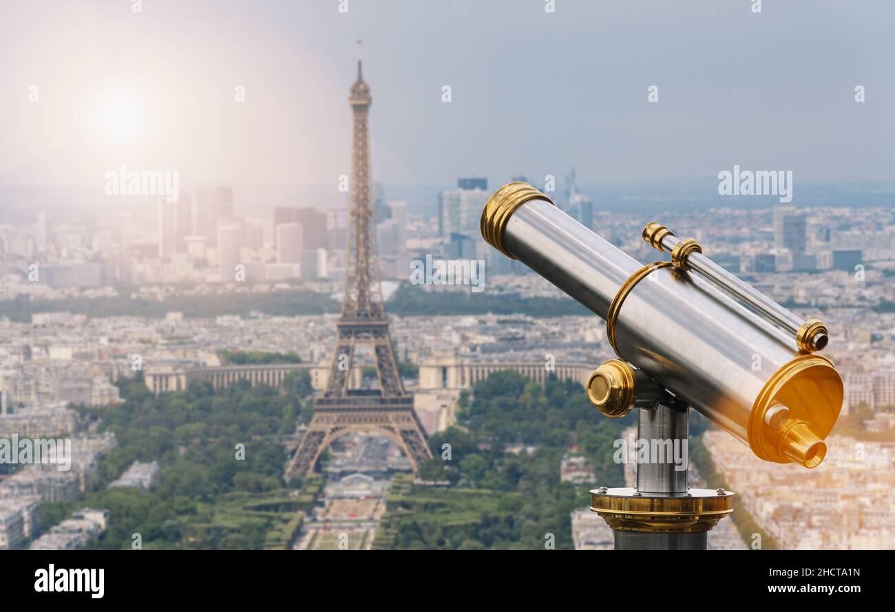 Eiffel tower with Telescope, Paris. France Stock Photo - Alamy