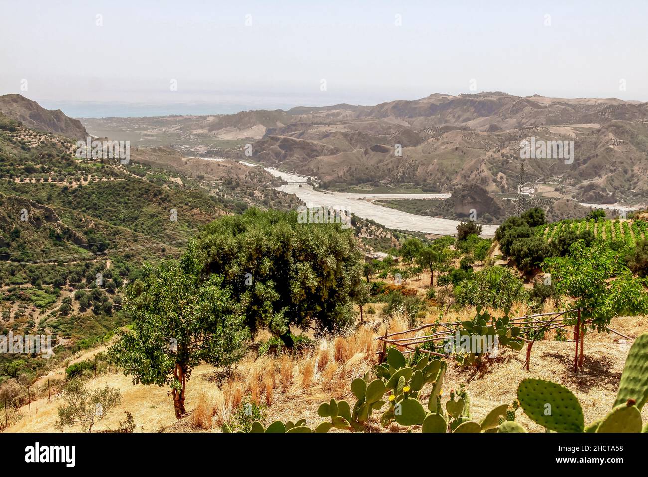 Amazing scenery of Calabrian hills with roads and olive trees visible ...