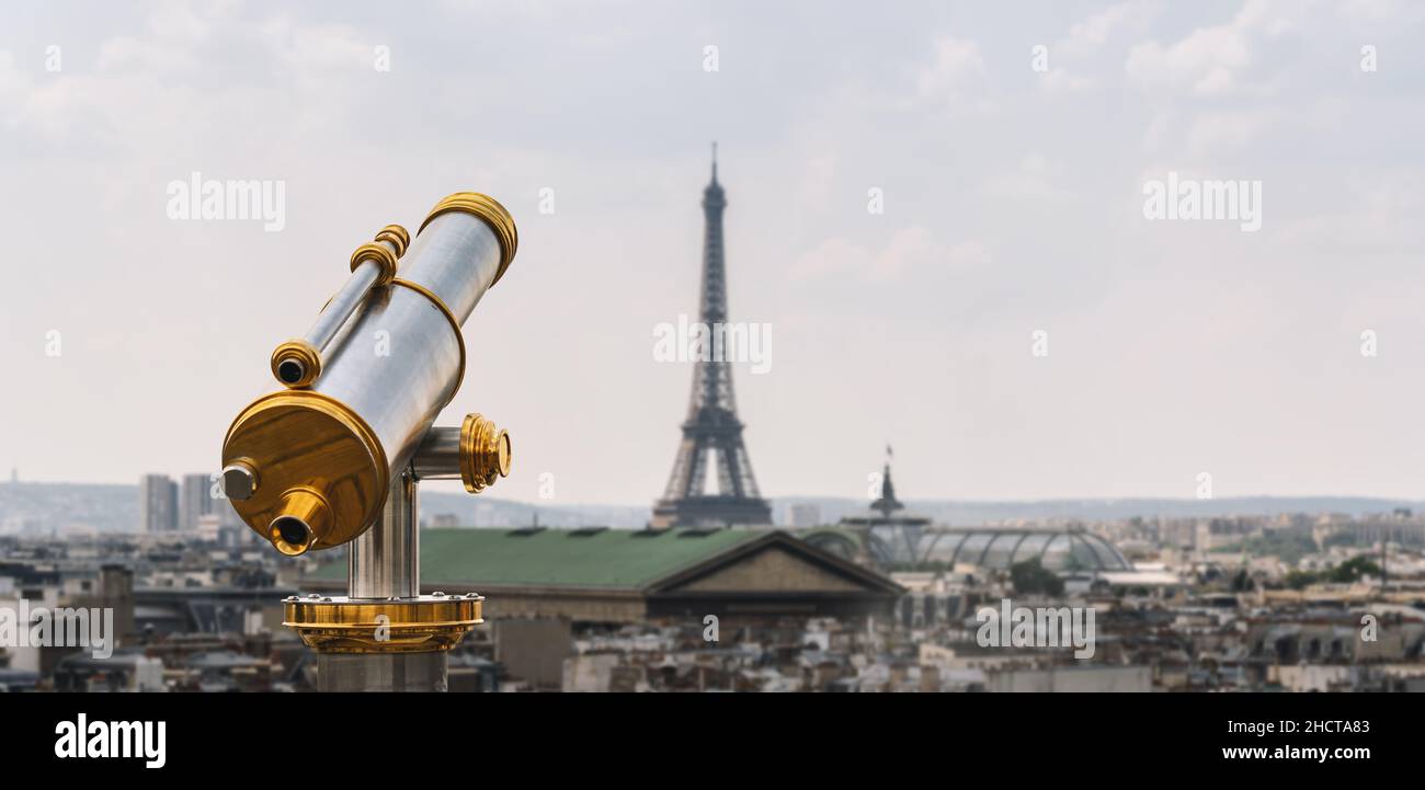 Paris skyline sunset telescope hi-res stock photography and images - Alamy