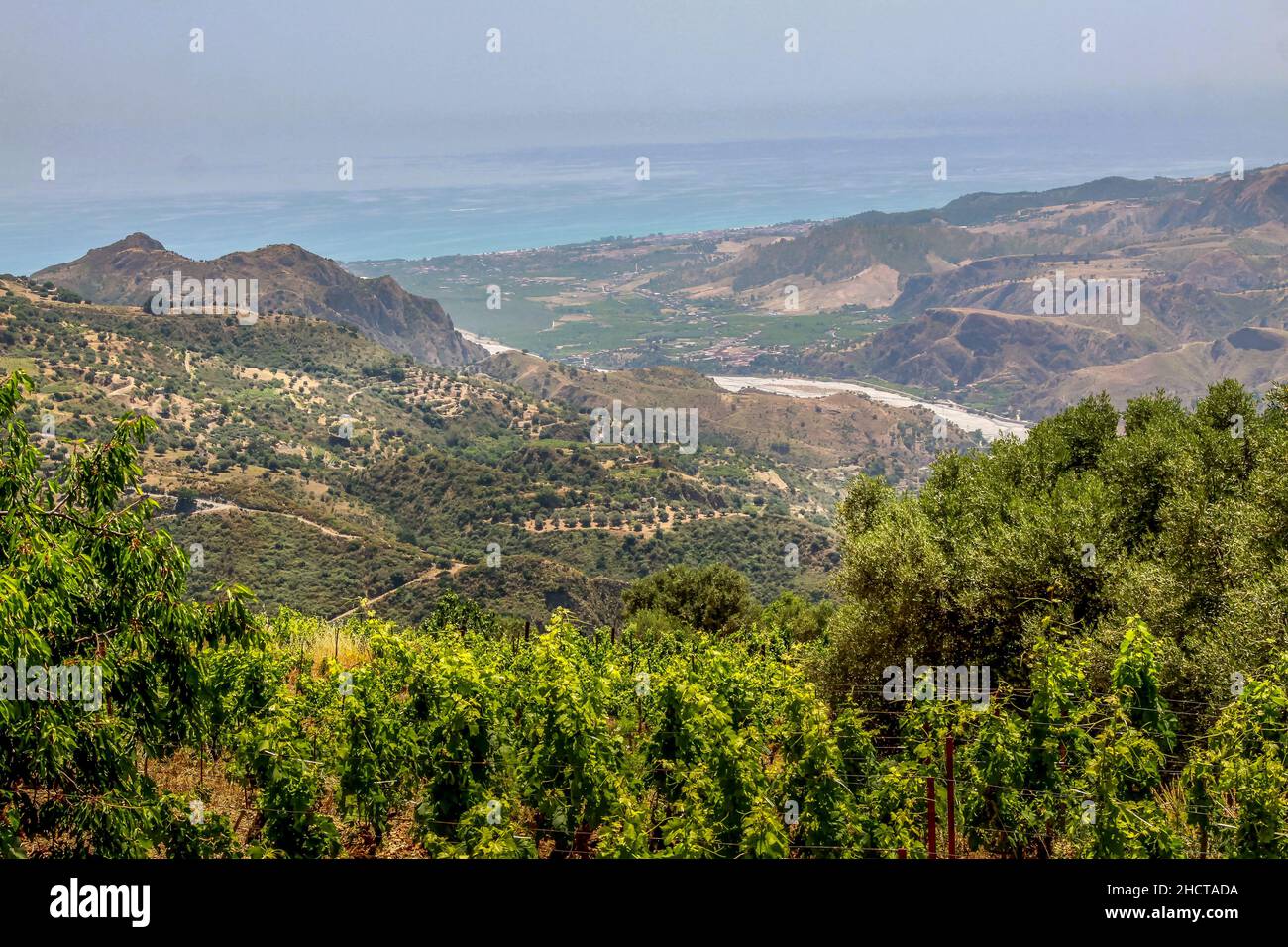 Amazing scenery of Calabrian hills with roads and olive trees visible ...