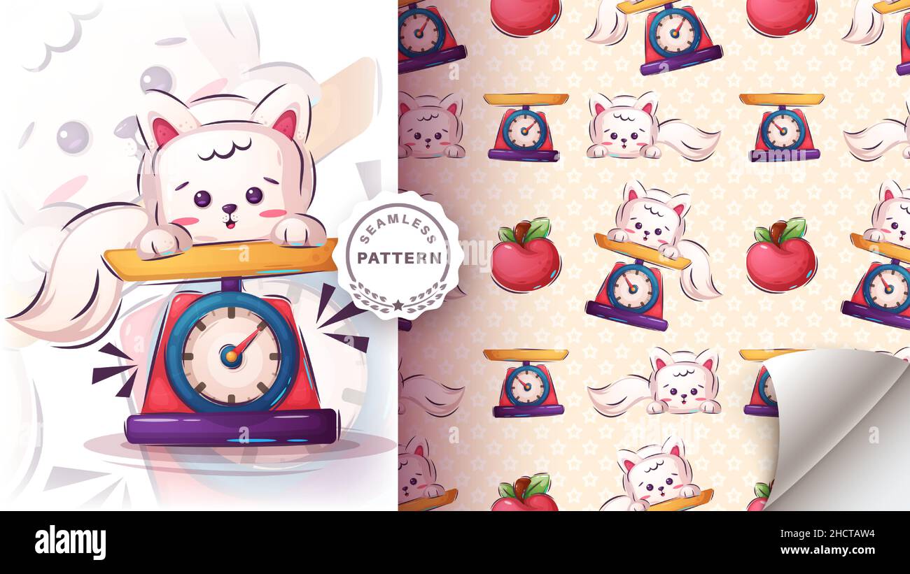 Cat in the scales - seamless pattern Stock Vector Image & Art - Alamy