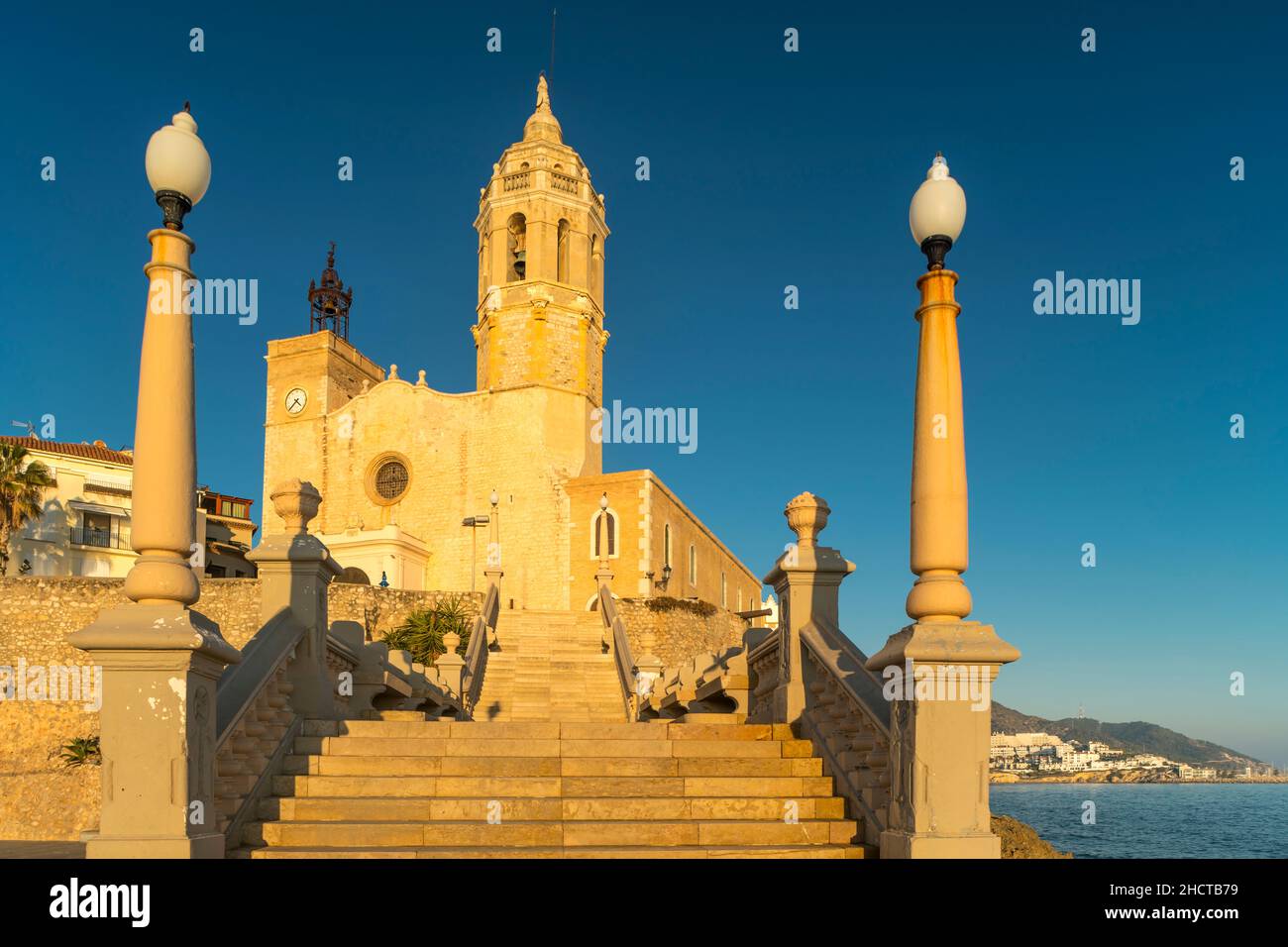 STAIRCASE WATERFRONT SANT BARTOMEU I SANTA TECLA CHURCH SITGES COSTA ...