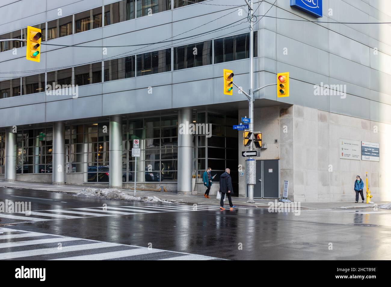 Ottawa, Canada - December 16, 2021: Intersection and traffic lights in ...