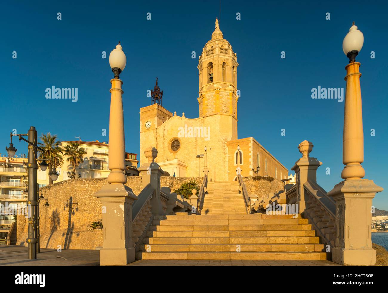 STAIRCASE WATERFRONT SANT BARTOMEU I SANTA TECLA CHURCH SITGES COSTA ...