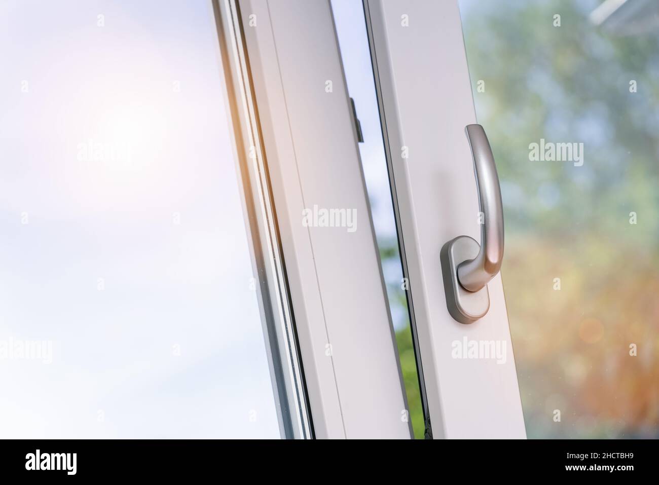 opened white plastic pvc window. copyspace for your individual text ...