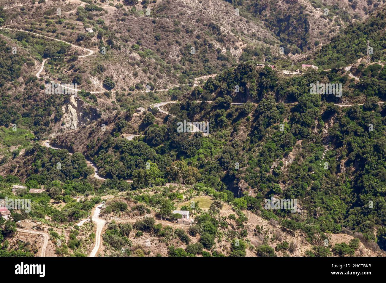 Amazing scenery of Calabrian hills with roads and olive trees visible ...
