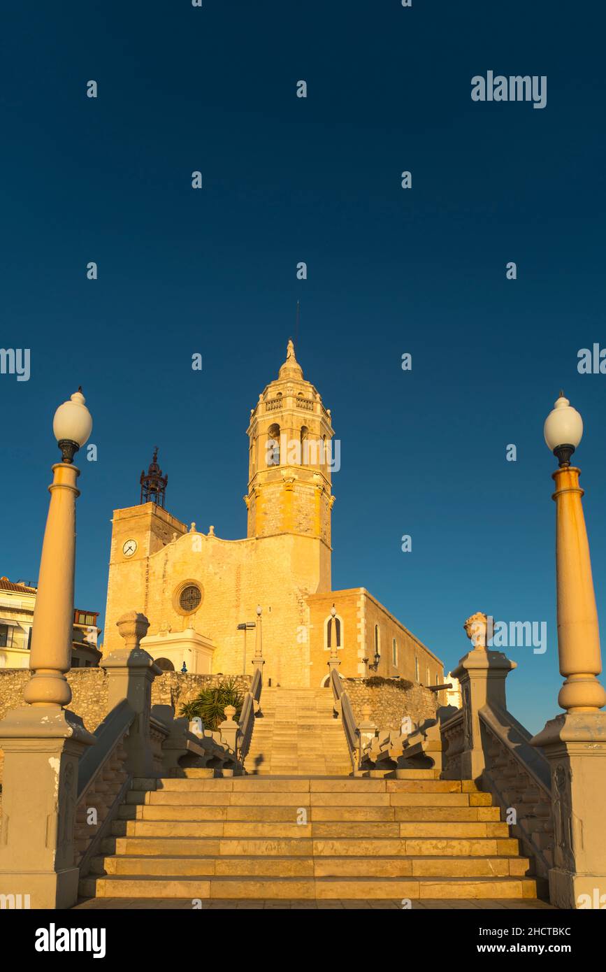 STAIRCASE WATERFRONT SANT BARTOMEU I SANTA TECLA CHURCH SITGES COSTA ...