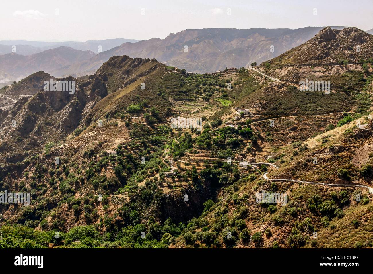 Amazing scenery of Calabrian hills with roads and olive trees visible ...