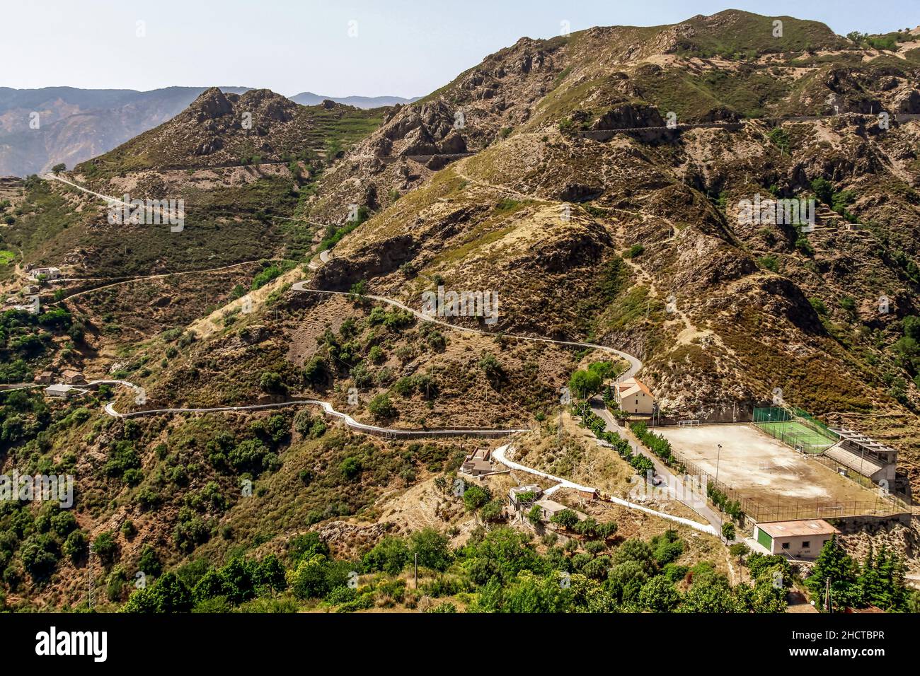 Amazing scenery of Calabrian hills with roads and olive trees visible ...