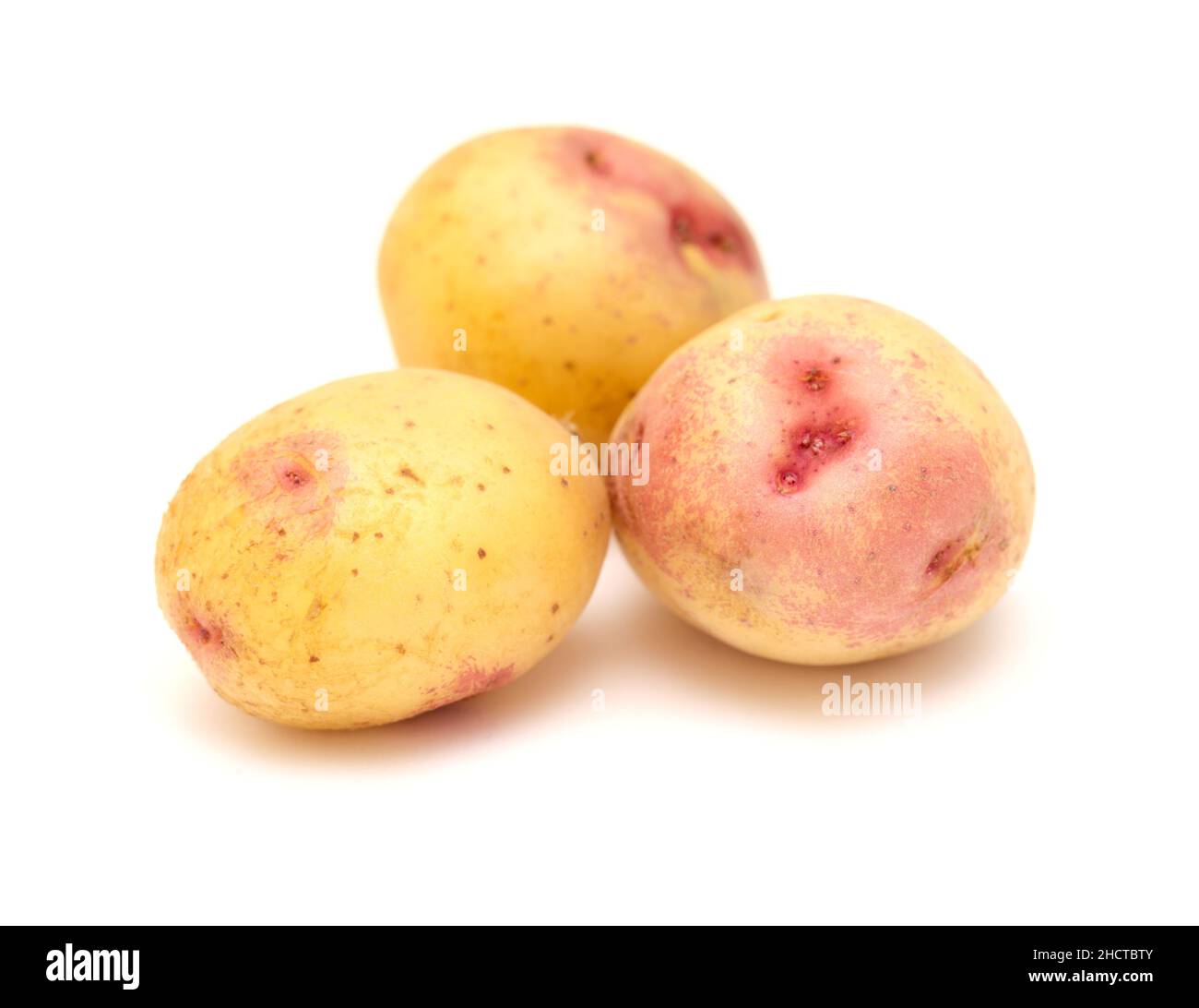 Small new potatoes with pink coloration isolated on white background ...