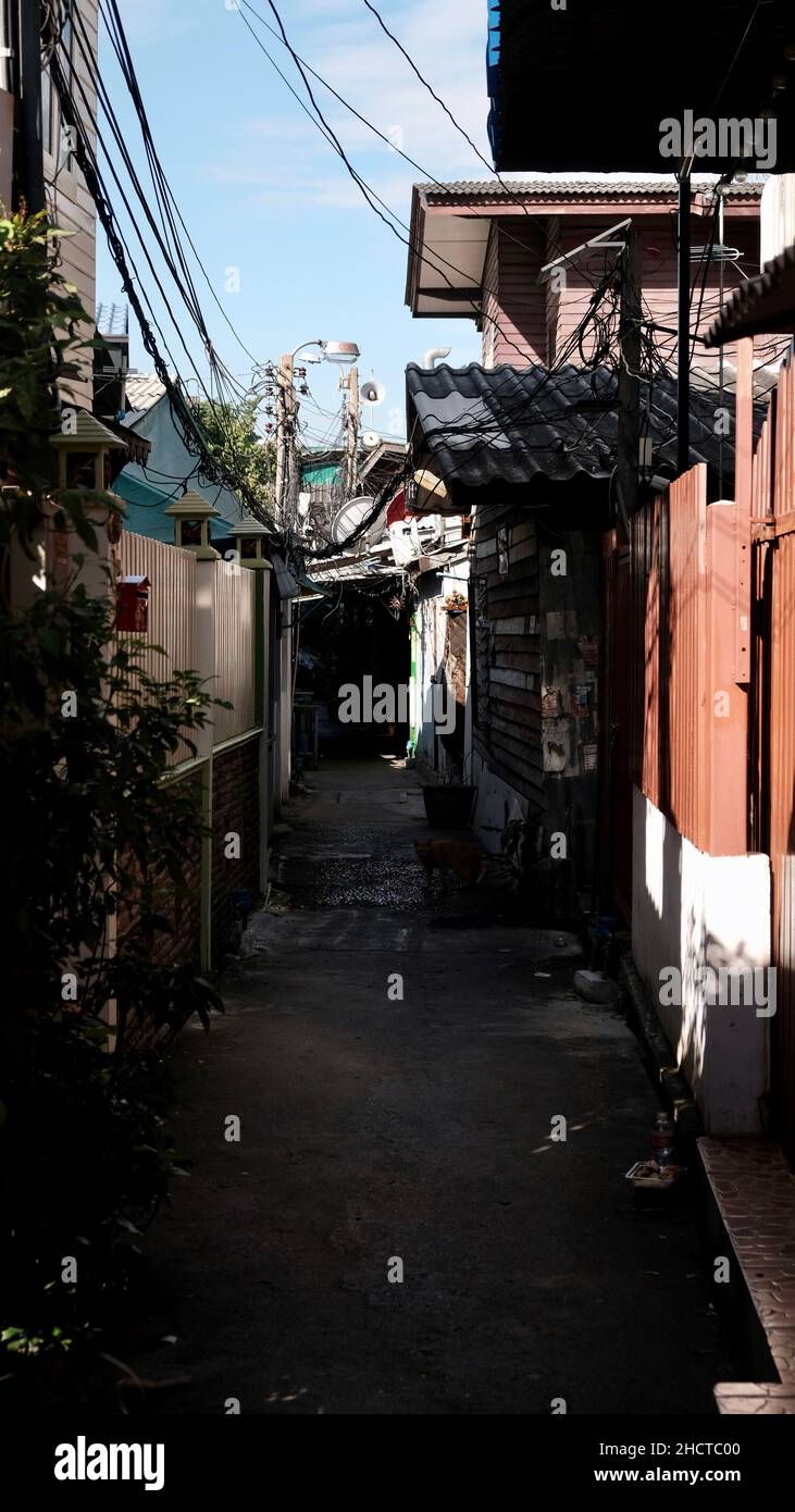 Typical unseengreen Back Alley in Bangkok Thailand Stock Photo - Alamy