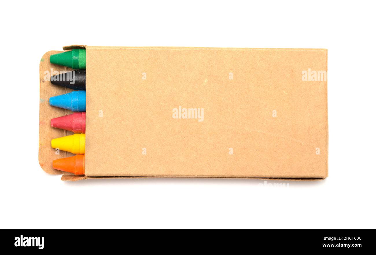 small box of color vax crayons, isolated on white background Stock ...