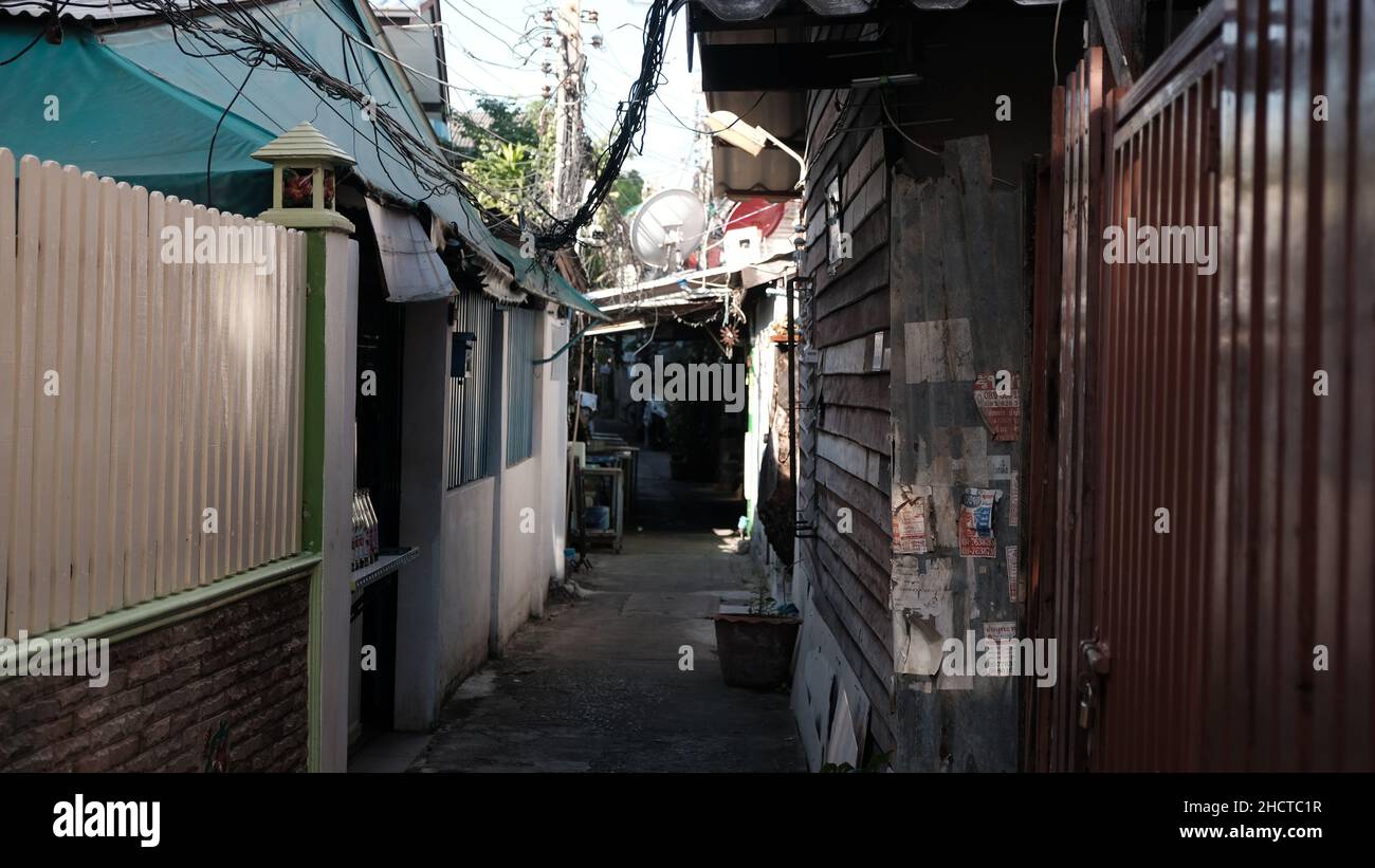 Typical unseengreen Back Alley in Bangkok Thailand Stock Photo - Alamy
