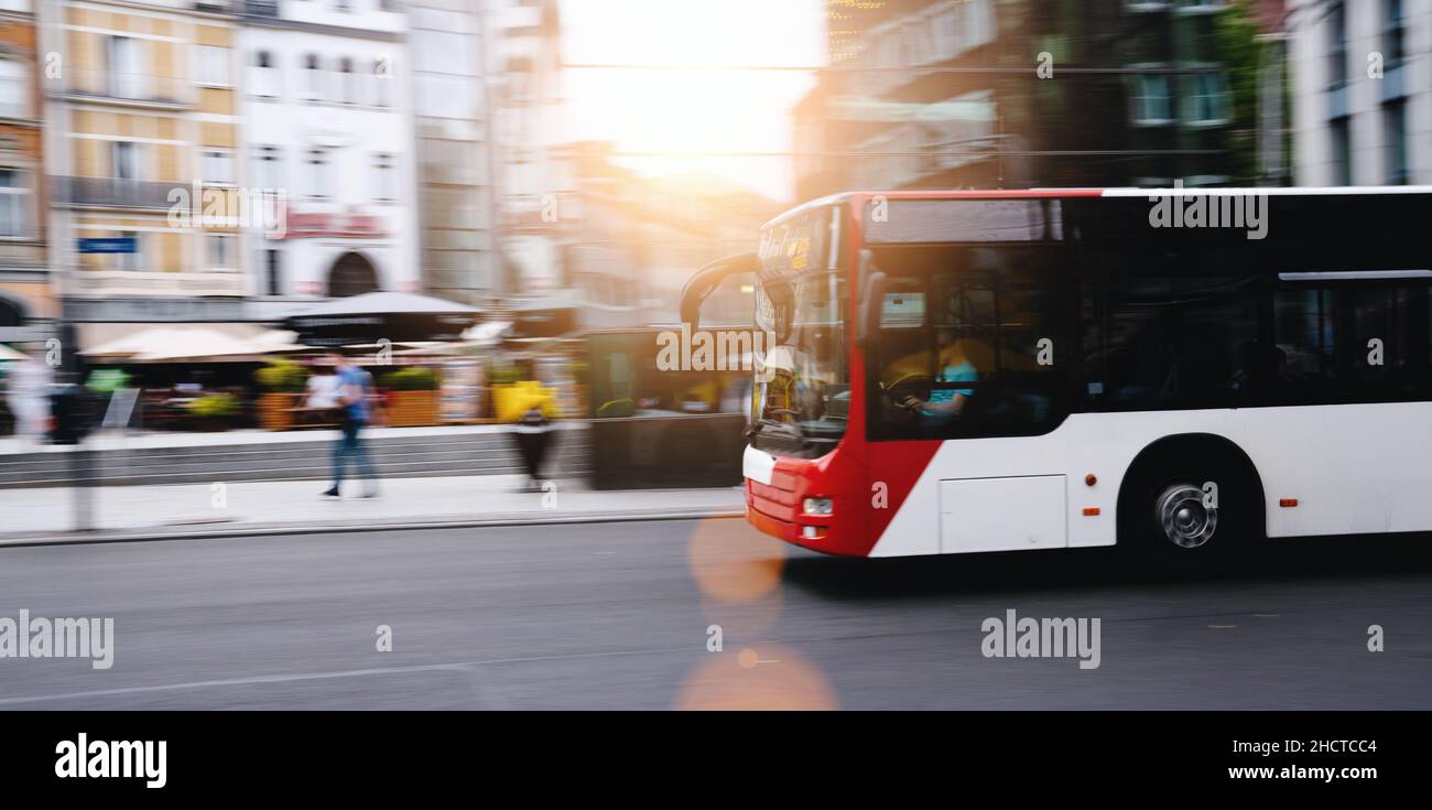 bus in city traffic in motion blur Stock Photo - Alamy