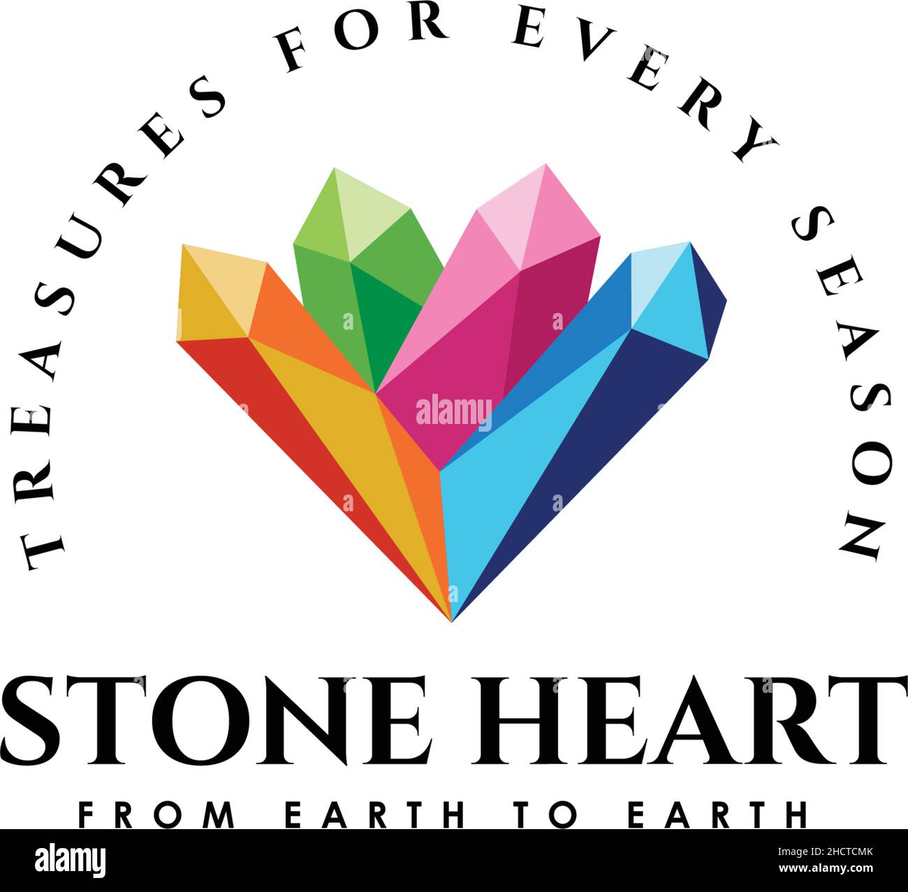 Modern colorful design STONE HEART logo design Stock Vector Image & Art ...